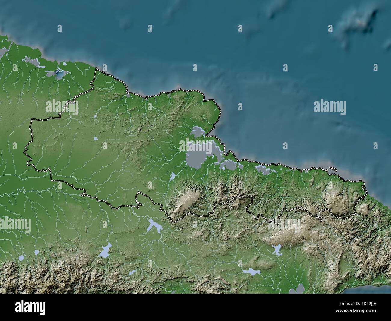Holguin, province of Cuba. Elevation map colored in wiki style with ...