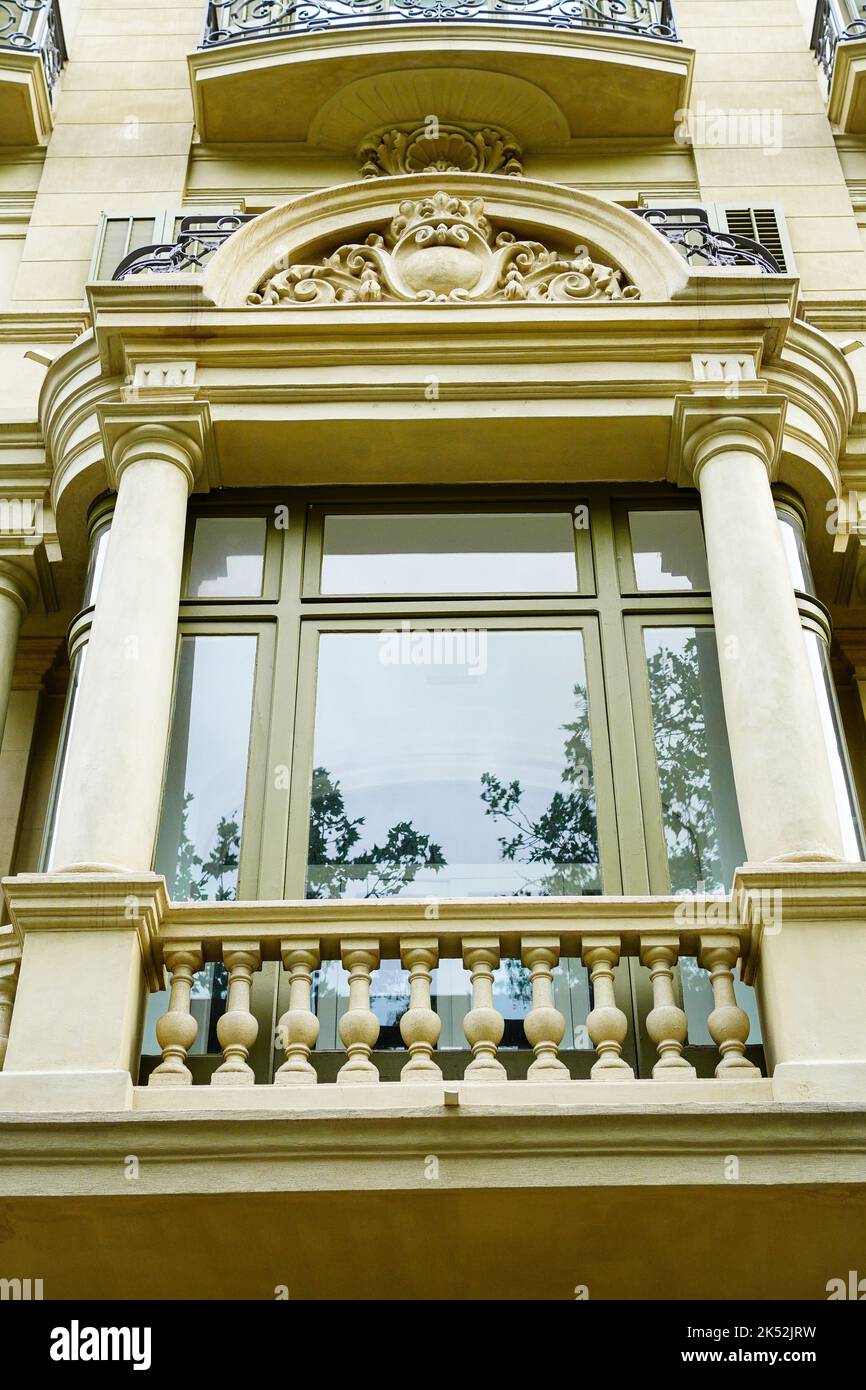 Exterior of balcony window of an elegant European residence in ...