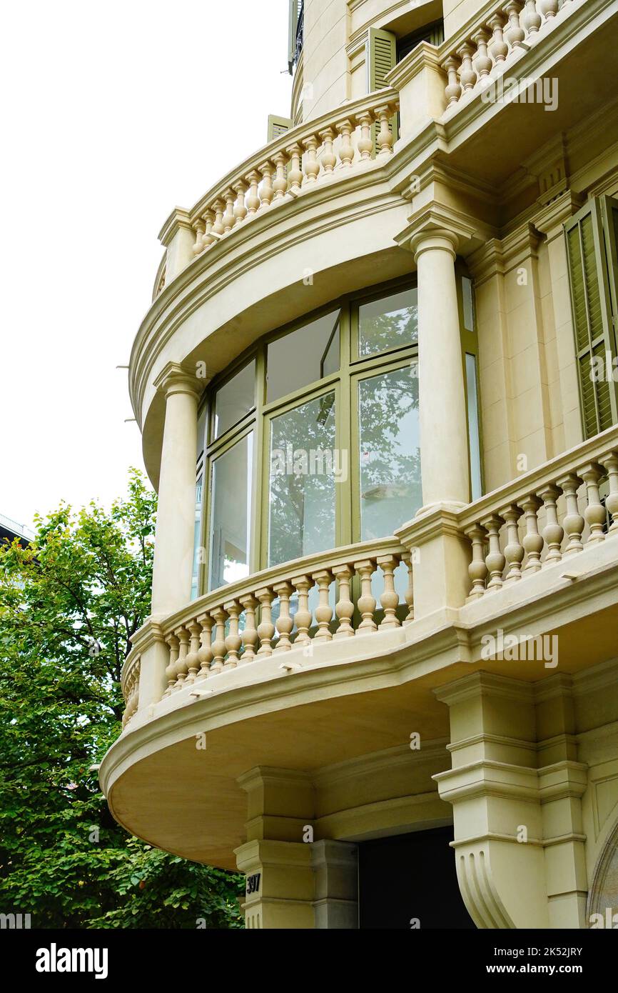 Exterior of balcony window of an elegant European residence in ...