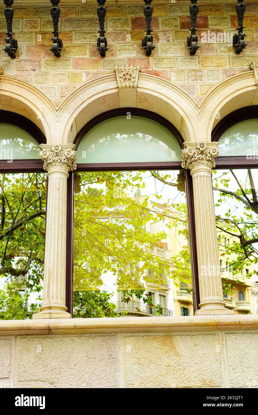 detail of windows of modernist building Diputació de Barcelona in ...