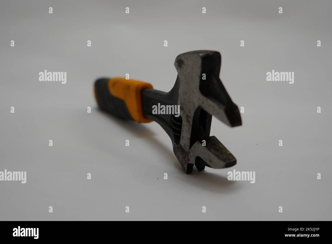 Spanner tool isolated on white background. Old, vintage adjustable ...