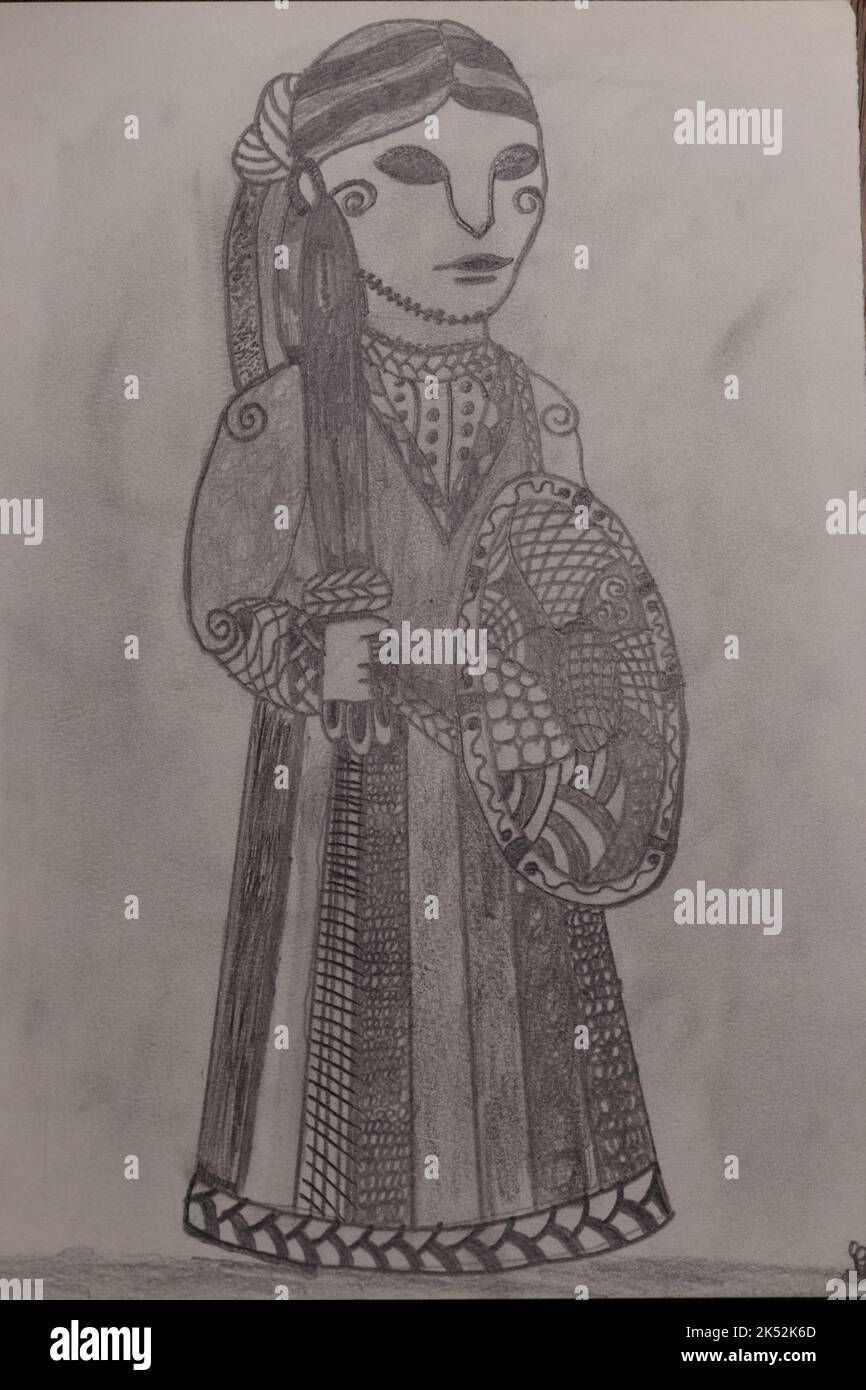 A simple drawing of an soldier with some details on his armour Stock ...