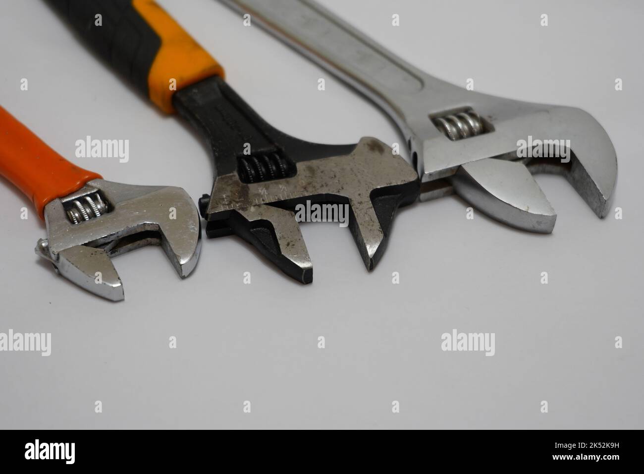 Spanner tool isolated on white background. Old, vintage adjustable ...