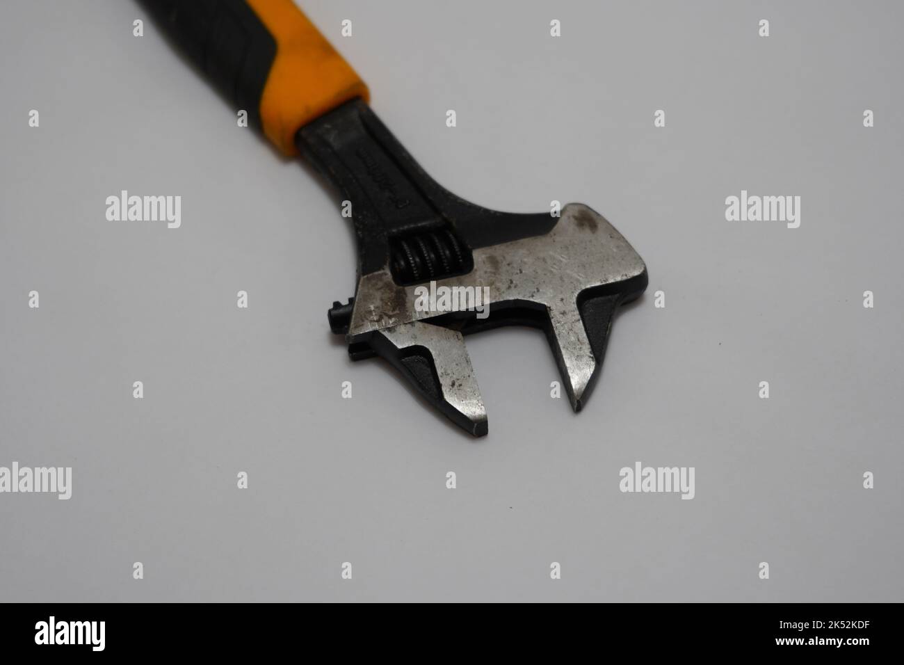 Spanner tool isolated on white background. Old, vintage adjustable ...