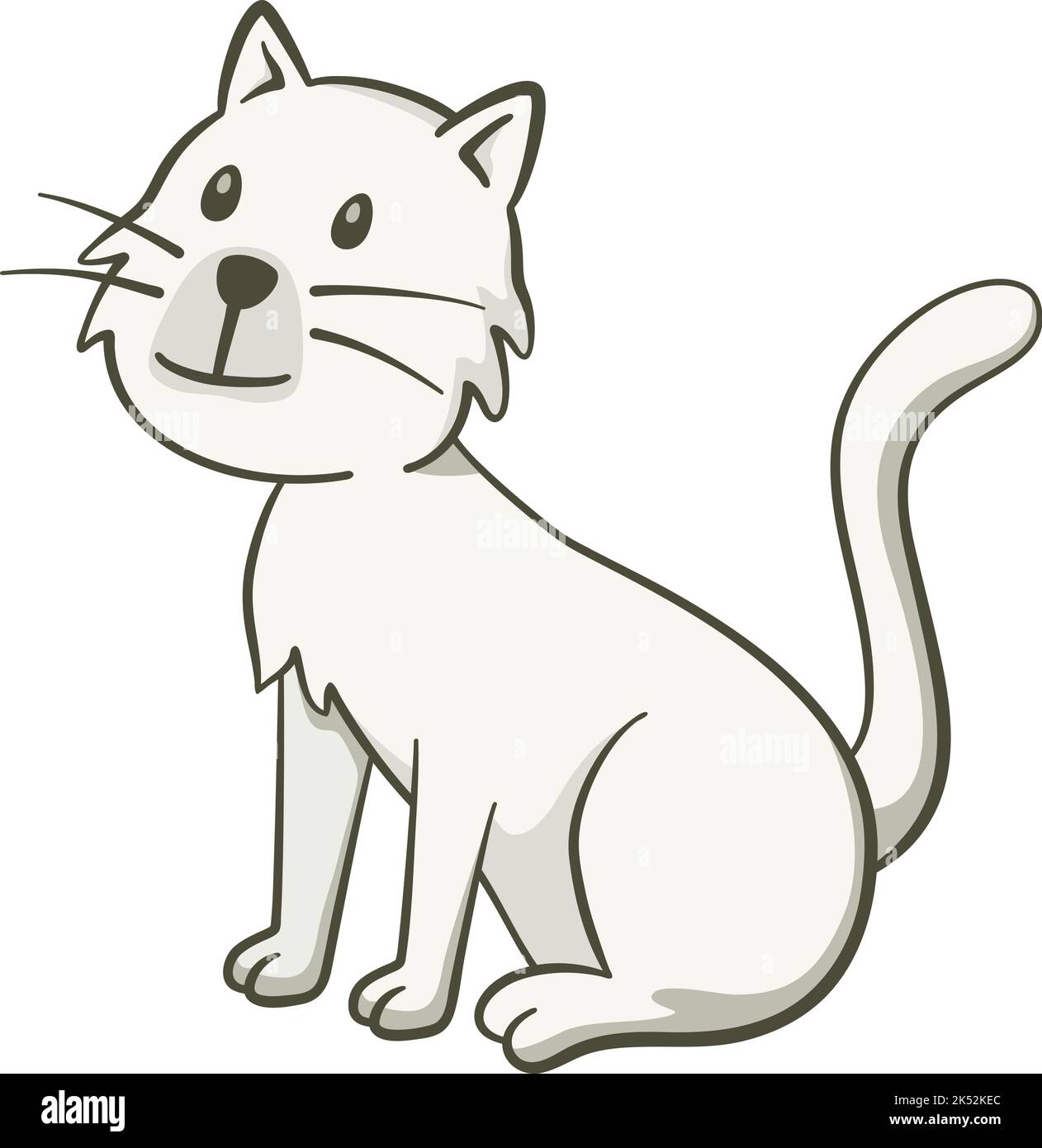 Cute illustration of a cat sitting on the floor. Vector illustration on ...