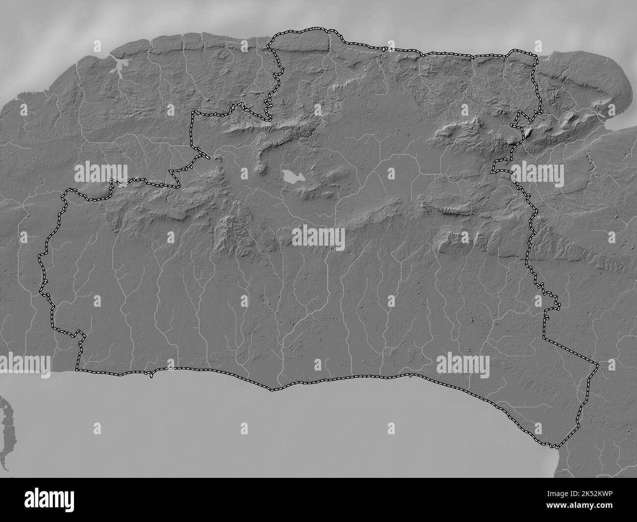 Mayabeque, province of Cuba. Bilevel elevation map with lakes and ...