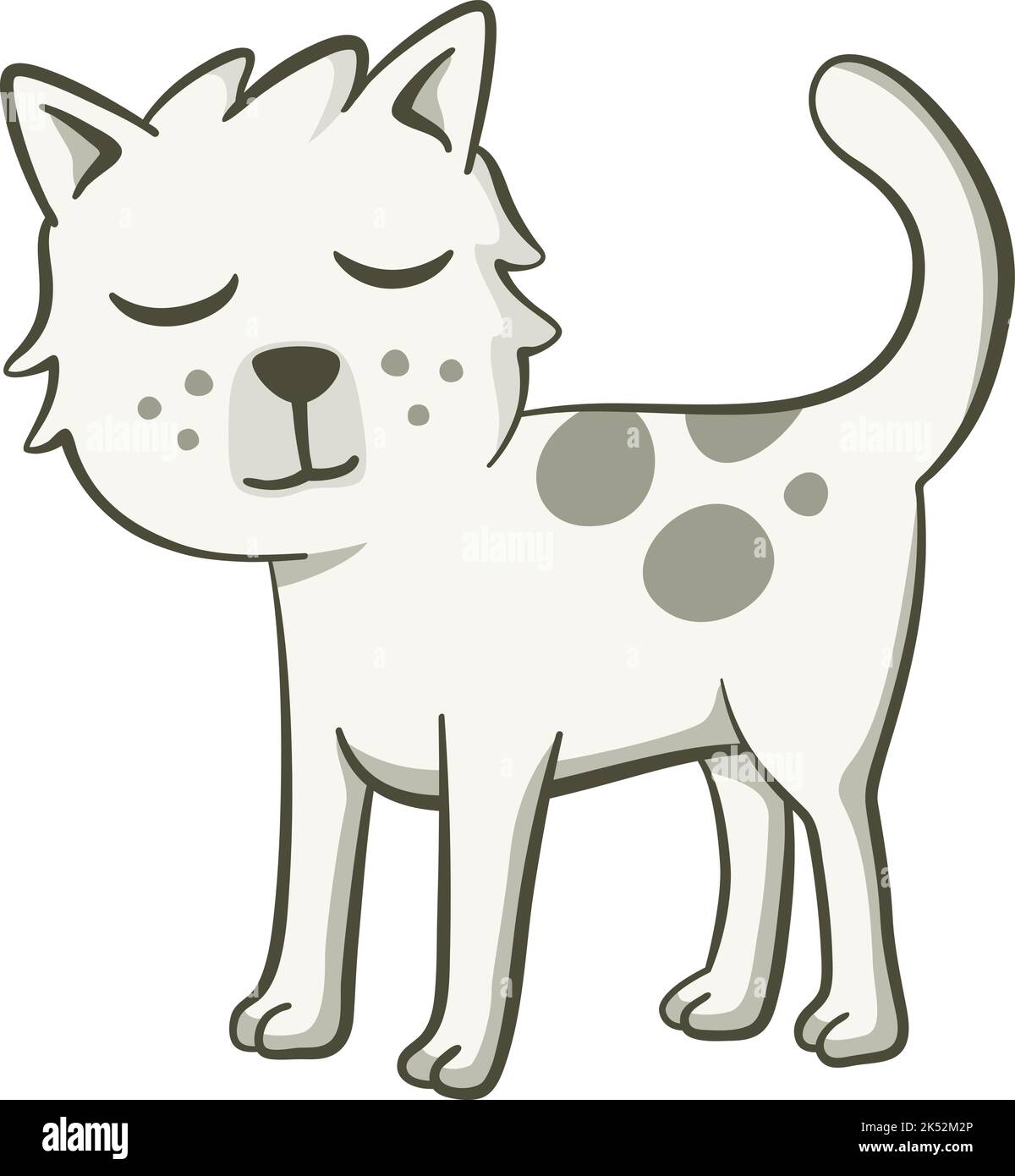 Cute illustration of a little cat. Vector illustration on white ...