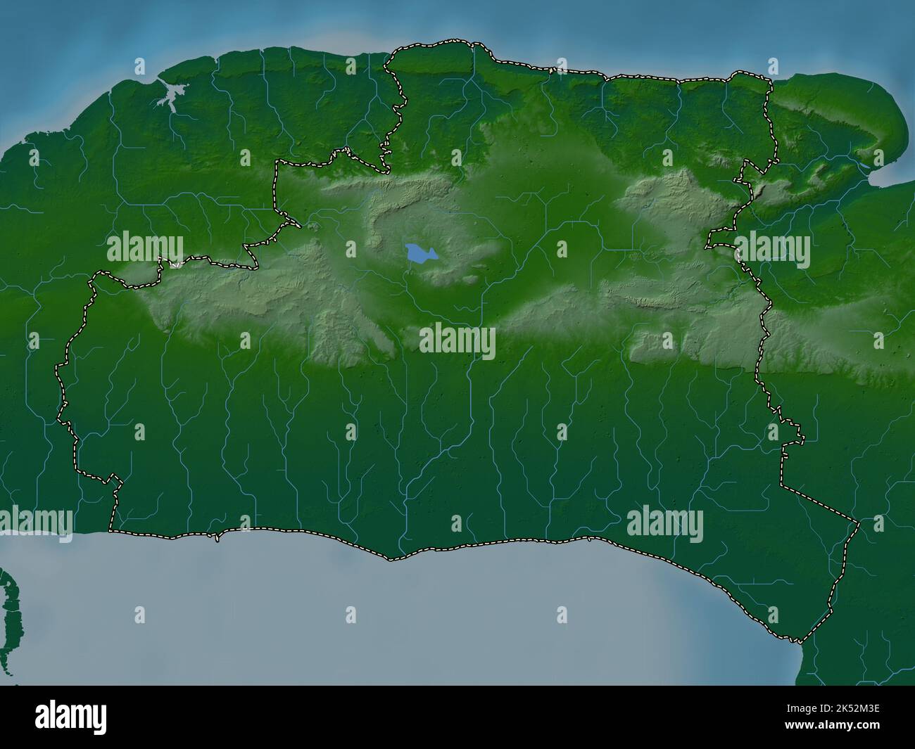 Mayabeque, province of Cuba. Colored elevation map with lakes and ...