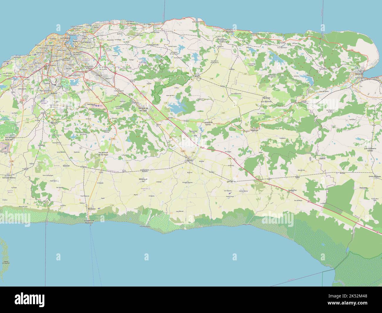 Mayabeque, province of Cuba. Open Street Map Stock Photo - Alamy