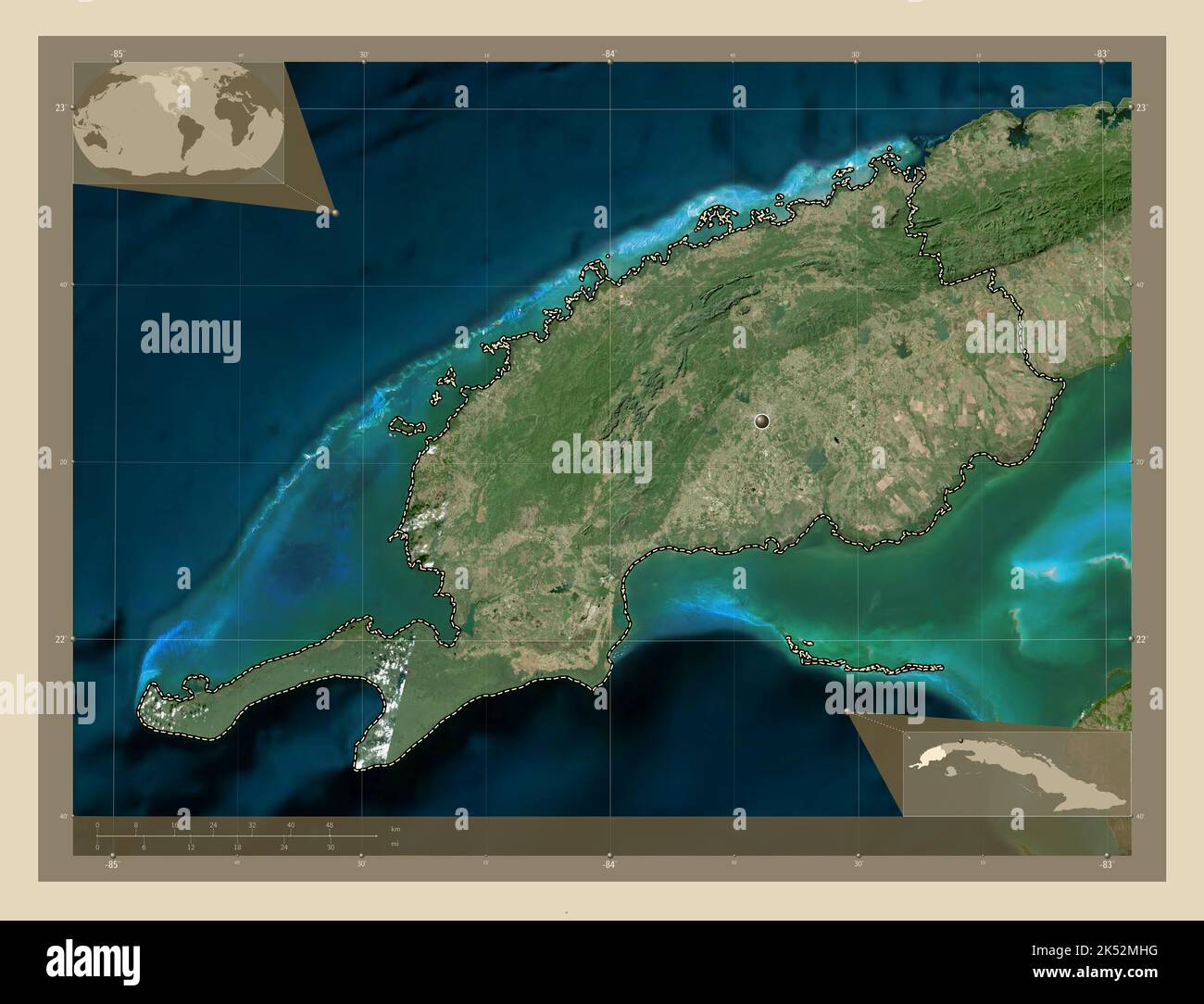 Pinar del Rio, province of Cuba. High resolution satellite map. Corner ...
