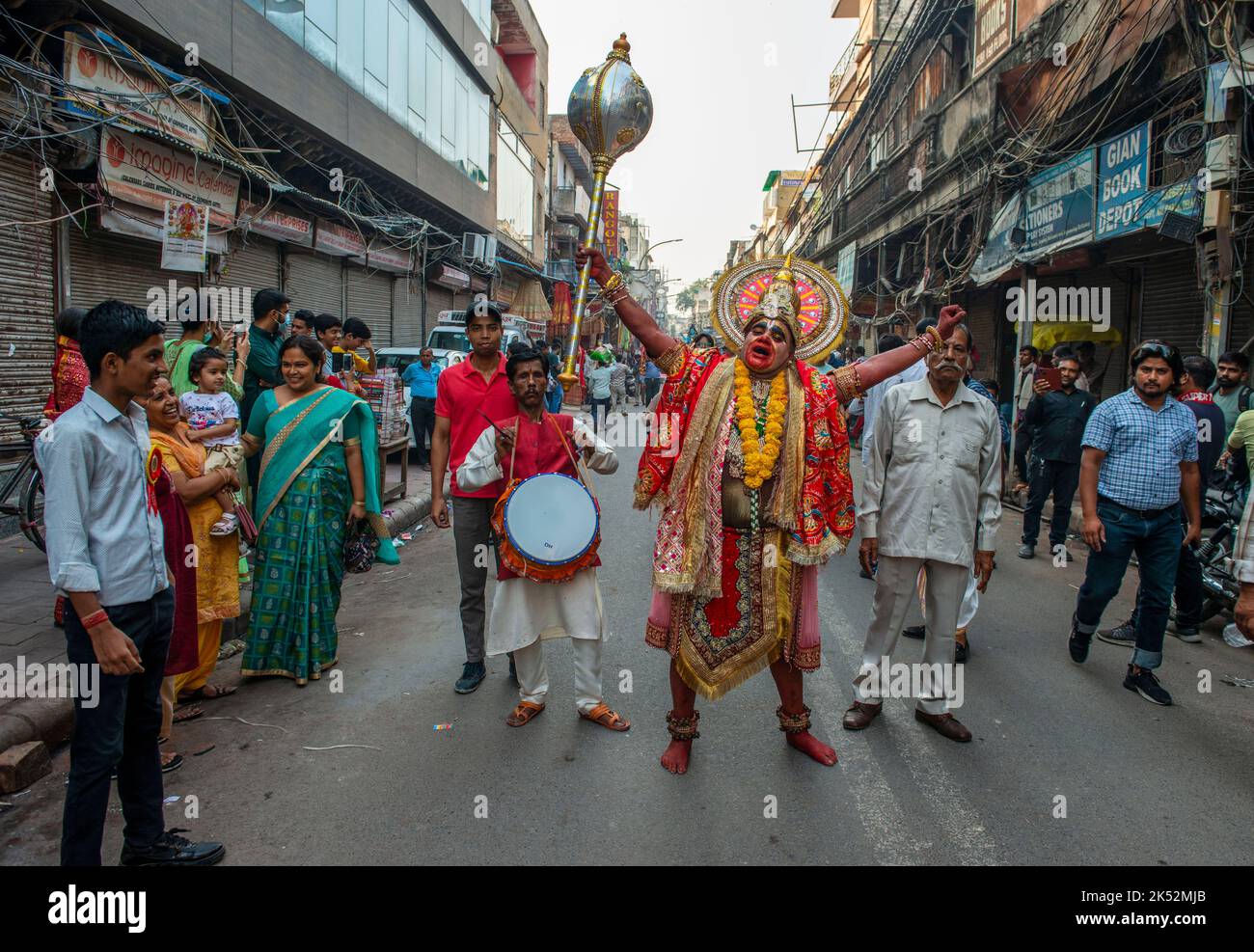 Artist dressed as Hanuman (Hindu god ) shouting religious slogans ...