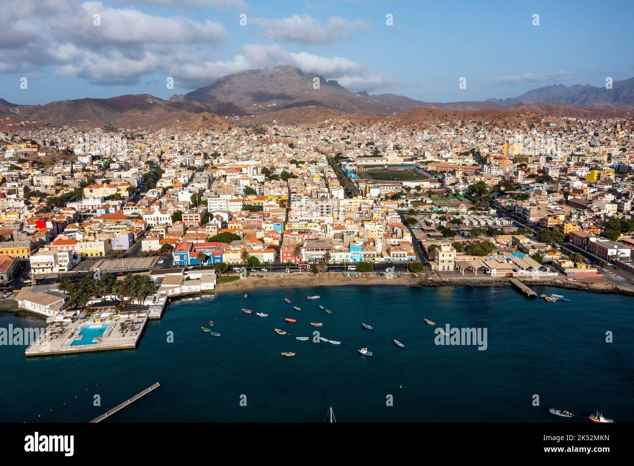 Cap Vert, Sao Vincente island, Mindelo, marina (aerial view Stock Photo ...