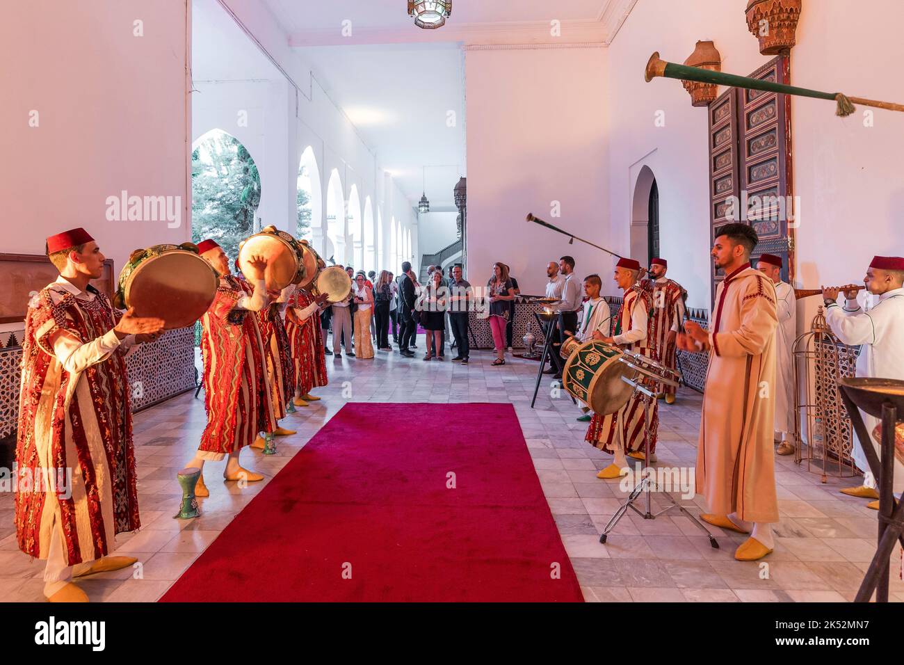 Morocco, Tanger-Tetouan region, Tangier, musicians in traditional ...