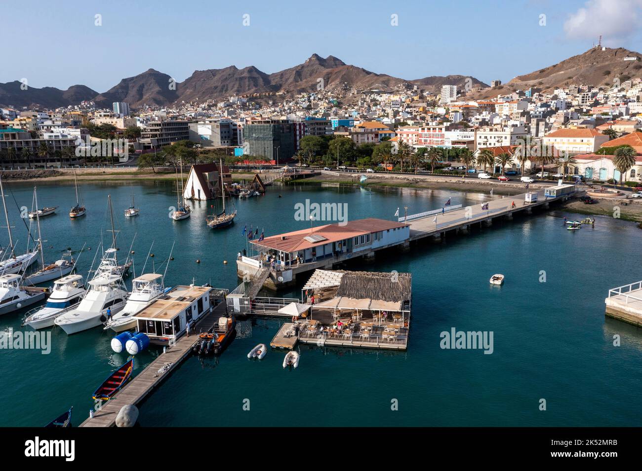 Cap Vert, Sao Vincente island, Mindelo, marina (aerial view Stock Photo ...