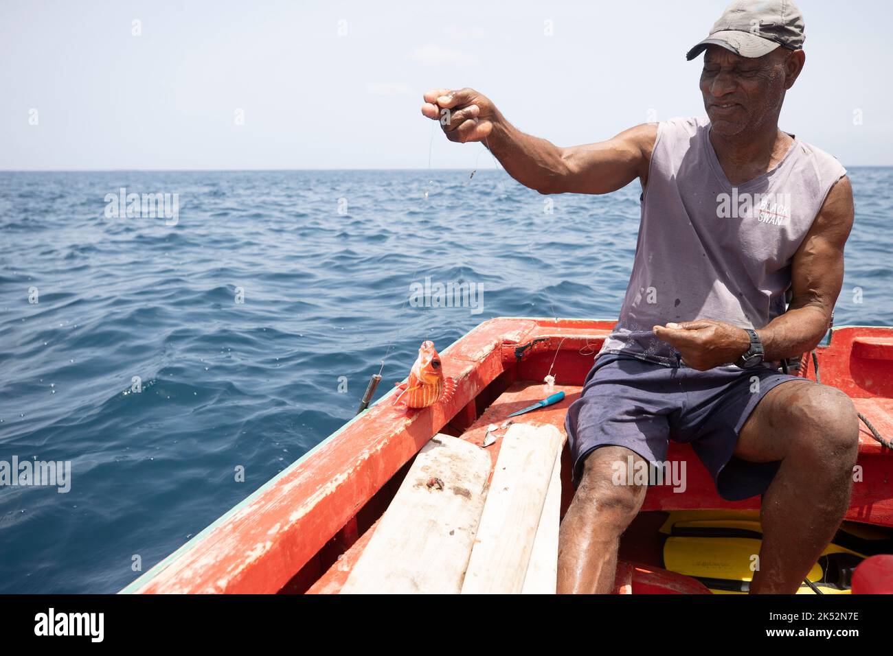 Cape Verde, Island of San Vincente, San Pedro, meeting with fishermen ...