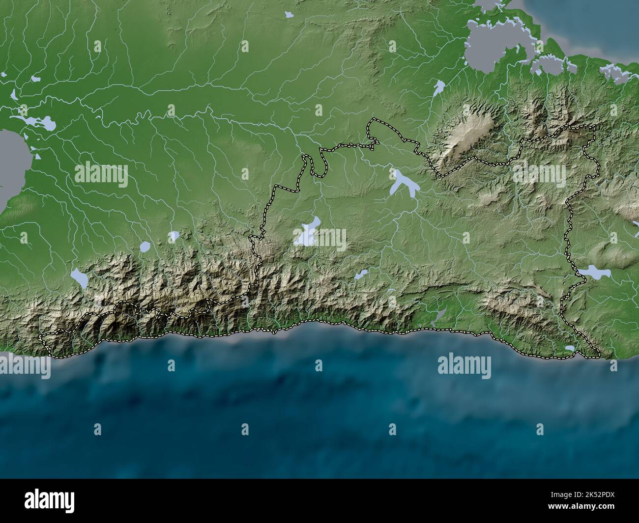 Santiago de Cuba, province of Cuba. Elevation map colored in wiki style ...