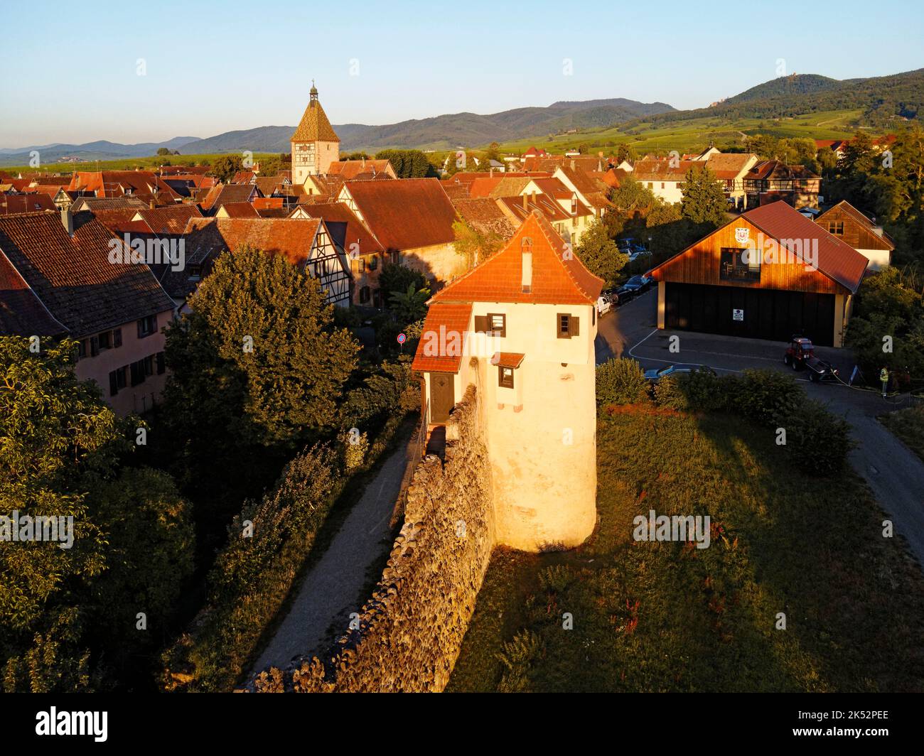 France, Haut Rhin, Alsace wine road, Bergheim, medieval walled ancient ...