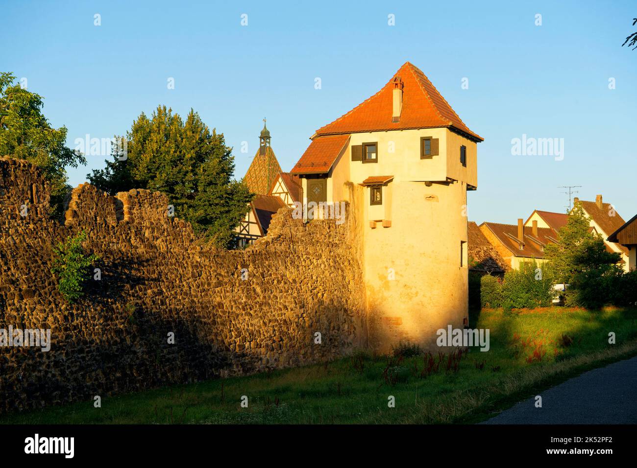 France, Haut Rhin, Alsace wine road, Bergheim, medieval walled ancient ...