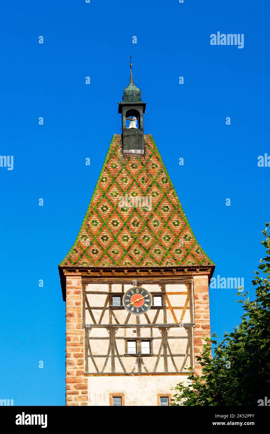 /France, Haut Rhin, Alsace wine road, Bergheim, medieval walled ancient ...