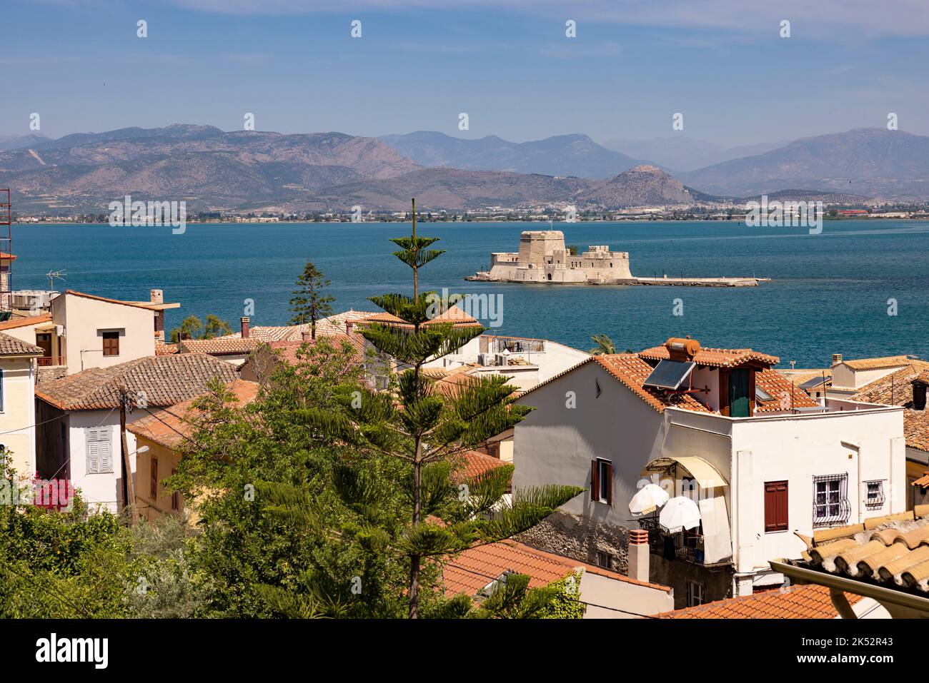 Greece, Peloponnese, Argolis, Nauplia, Argolic Gulf, View of Bourtzi ...