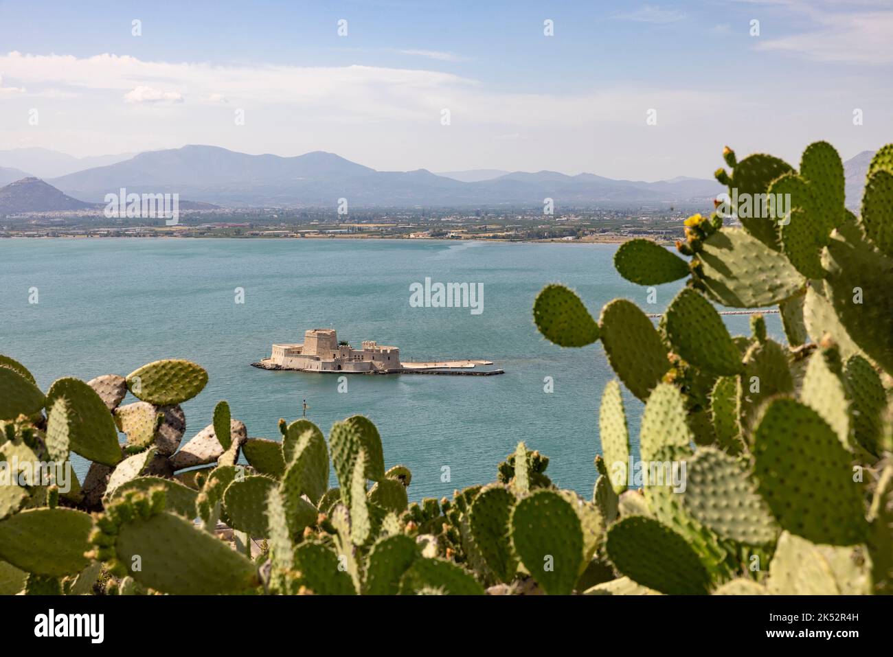 Greece, Peloponnese, Argolis, Nauplia, Argolic Gulf, View of Bourtzi ...