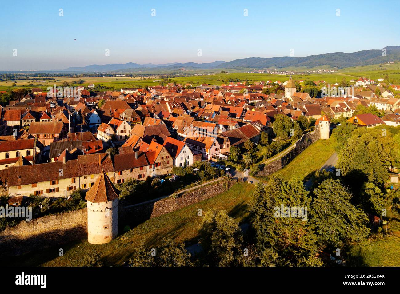 France, Haut Rhin, Alsace wine road, Bergheim, medieval walled ancient ...