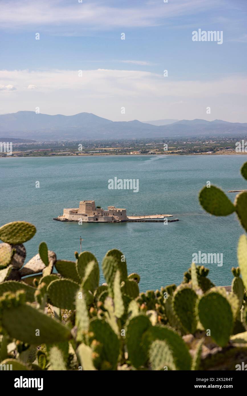 Greece, Peloponnese, Argolis, Nauplia, Argolic Gulf, View of Bourtzi ...