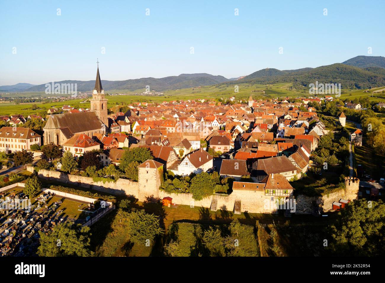France, Haut Rhin, Alsace wine road, Bergheim, medieval walled ancient ...