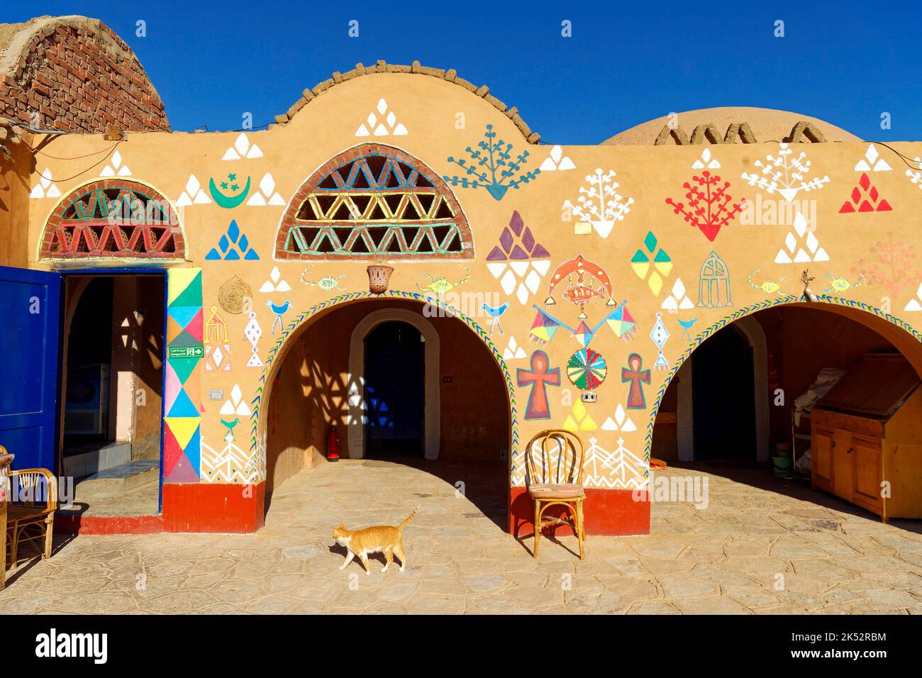 Egypt, Upper Egypt, Nubia, Abu Simbel, Kabara Nubian House Stock Photo ...
