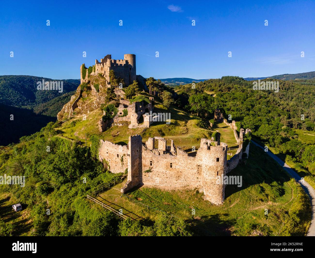 France, Loire, Sail sous Couzan, Chateau de Couzan, medieval fortress ...