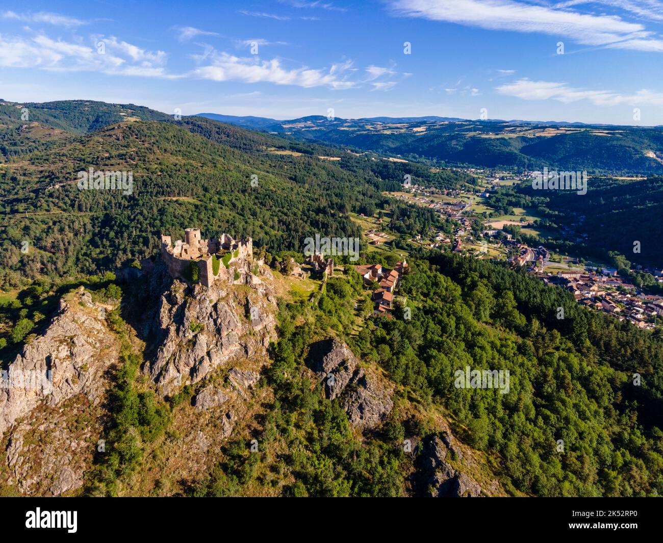 France, Loire, Sail sous Couzan, Chateau de Couzan, medieval fortress ...