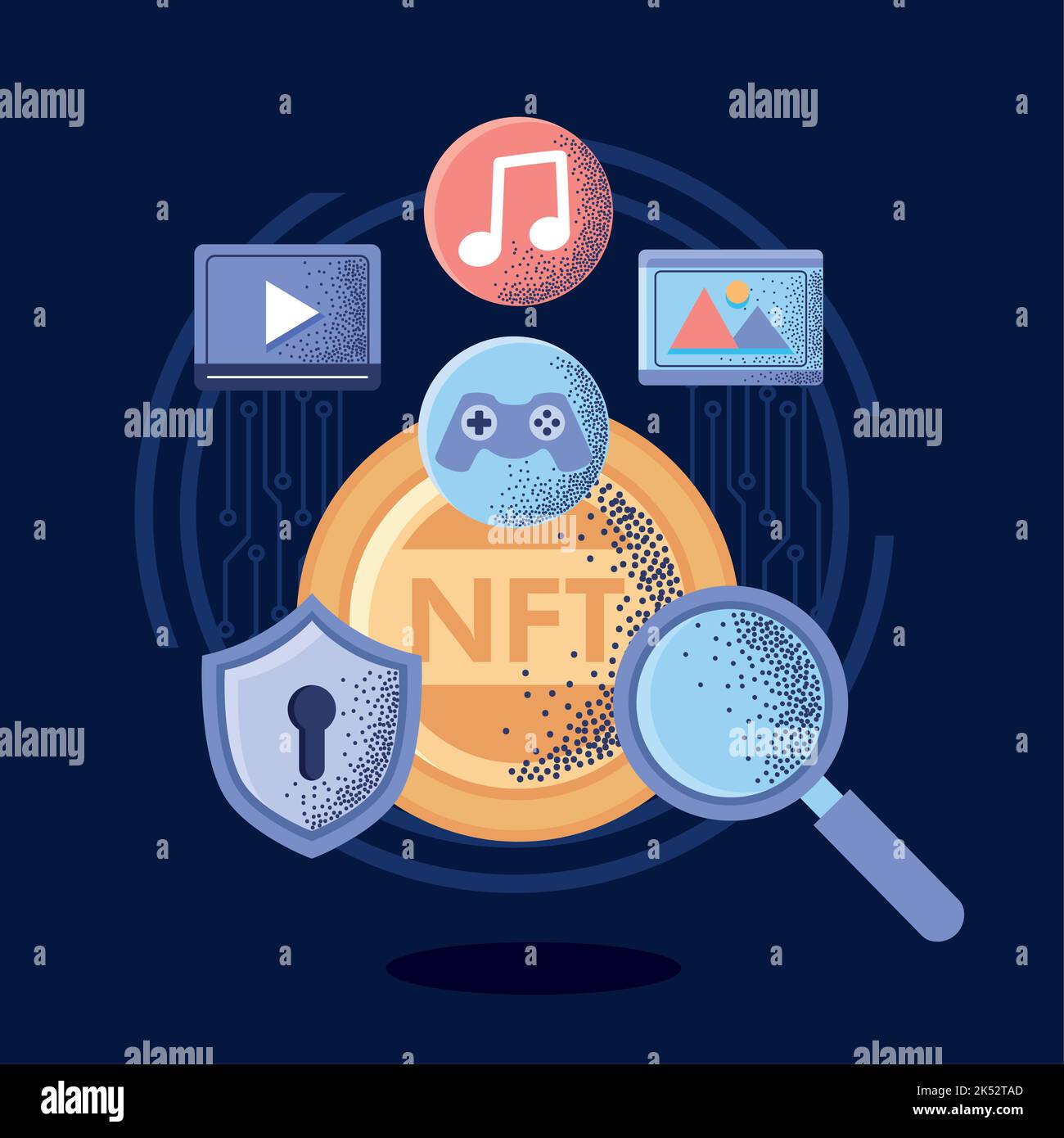 nft coin with set icons Stock Vector Image & Art - Alamy