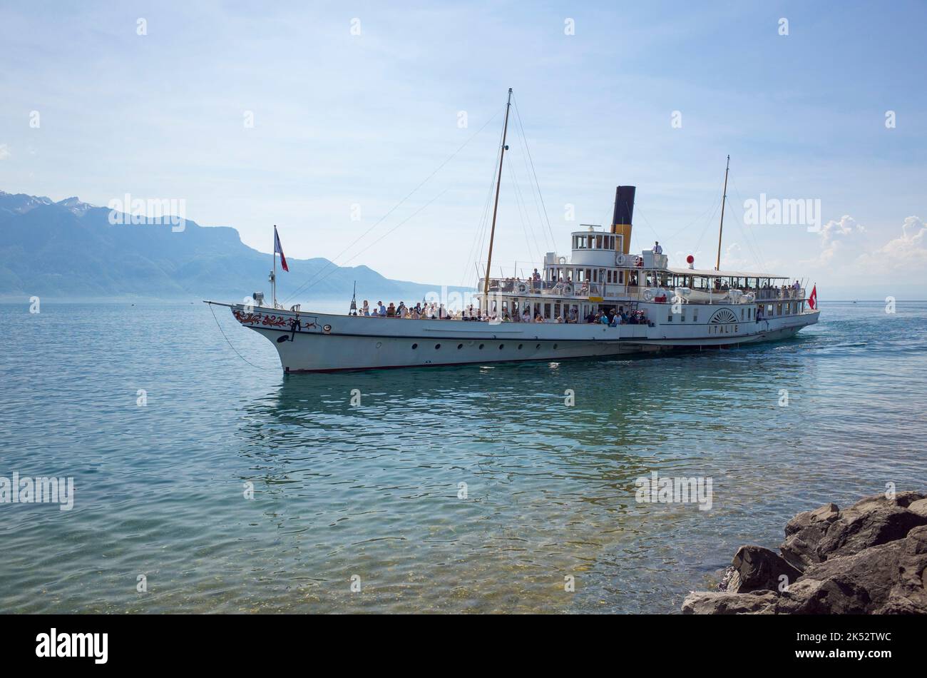 Switzerland, Vaud canton, Riviera (Vevey-Montreux), cruise on Belle ...