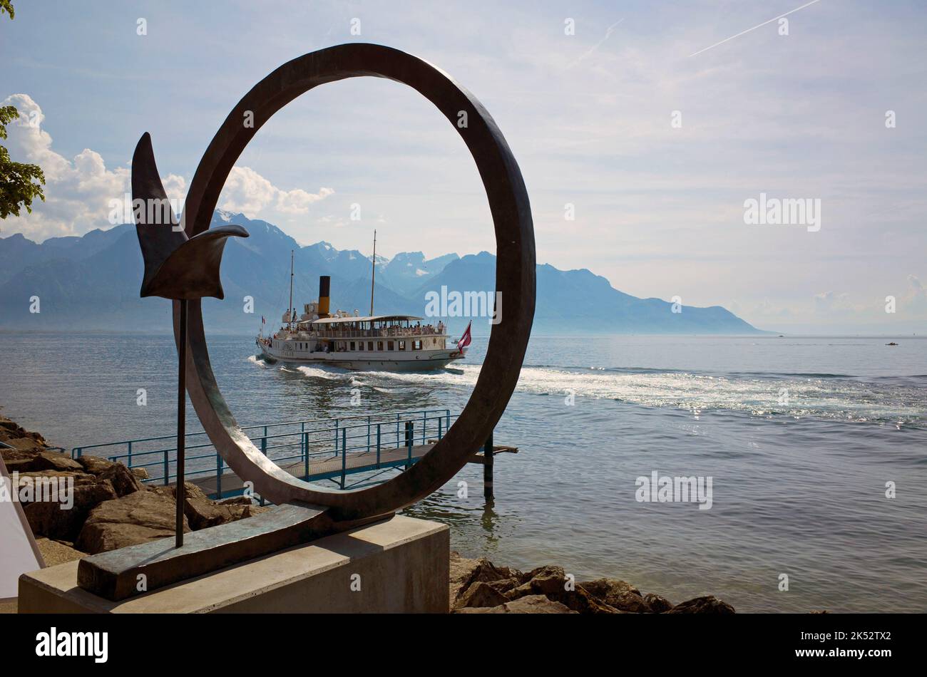 Switzerland, Vaud canton, Riviera (Vevey-Montreux), cruise on Belle ...