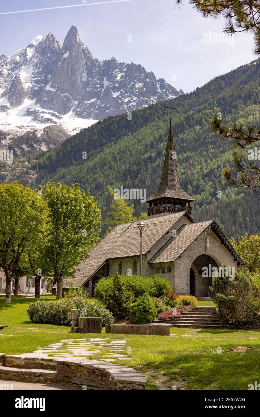 France, Haute Savoie, Chamonix Mont Blanc, Mont Blanc massif, Praz chapel Stock Photo - Alamy