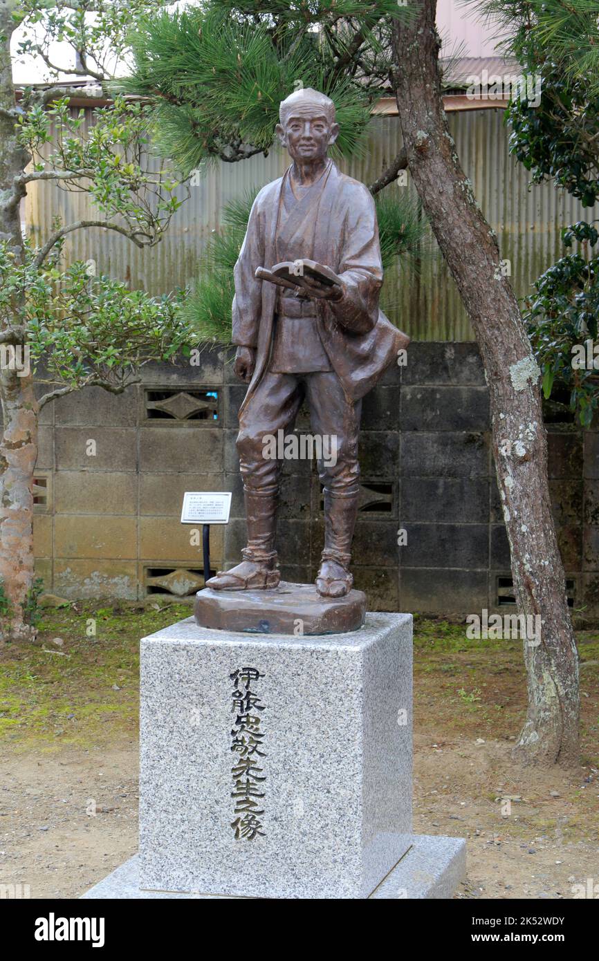 Inou Tadataka statue in the garden of his old house Katori city Japan ...