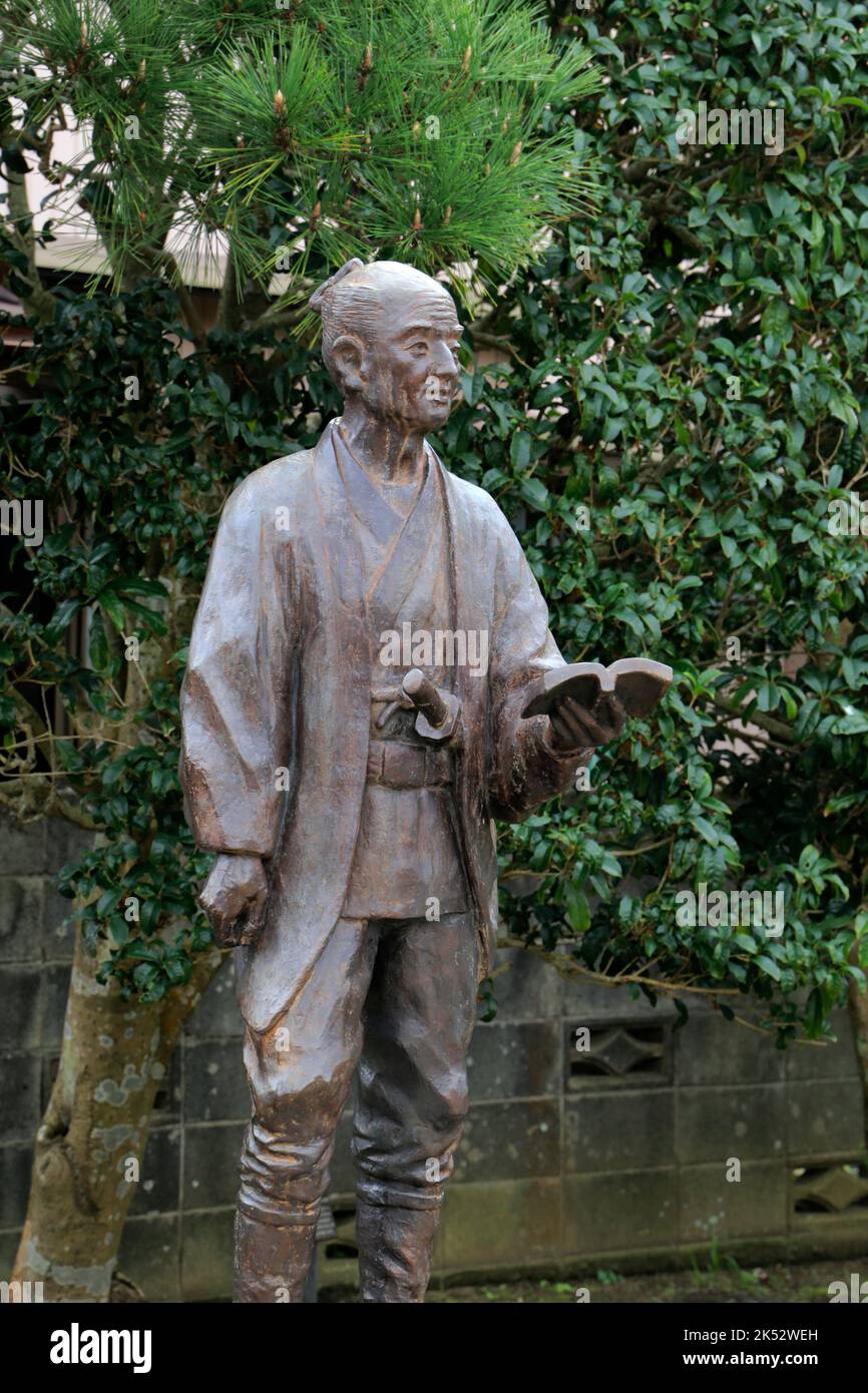 Inou Tadataka statue in the garden of his old house Katori city Japan ...