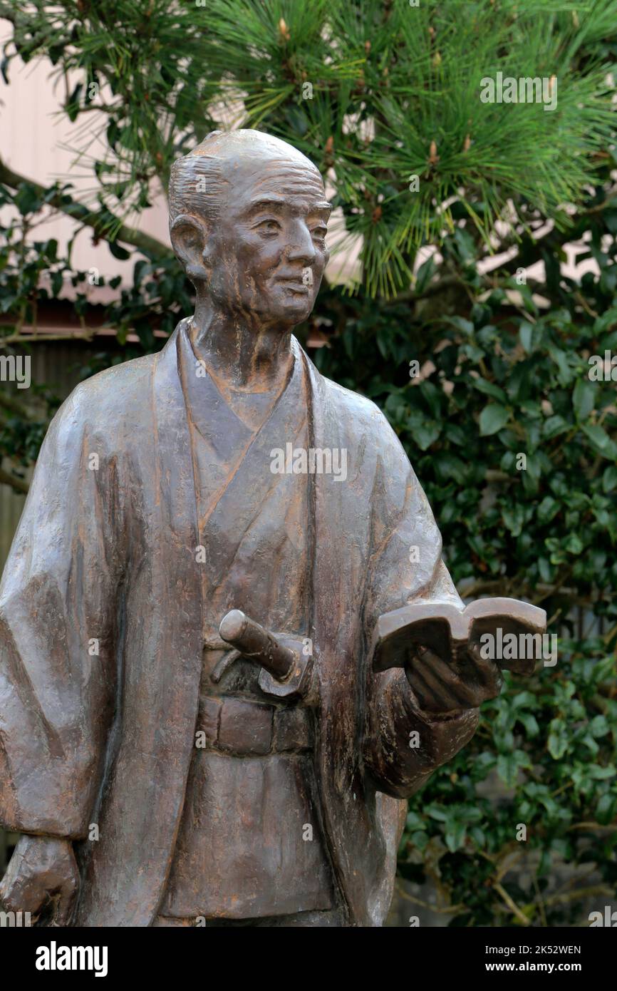 Inou Tadataka statue in the garden of his old house Katori city Japan ...