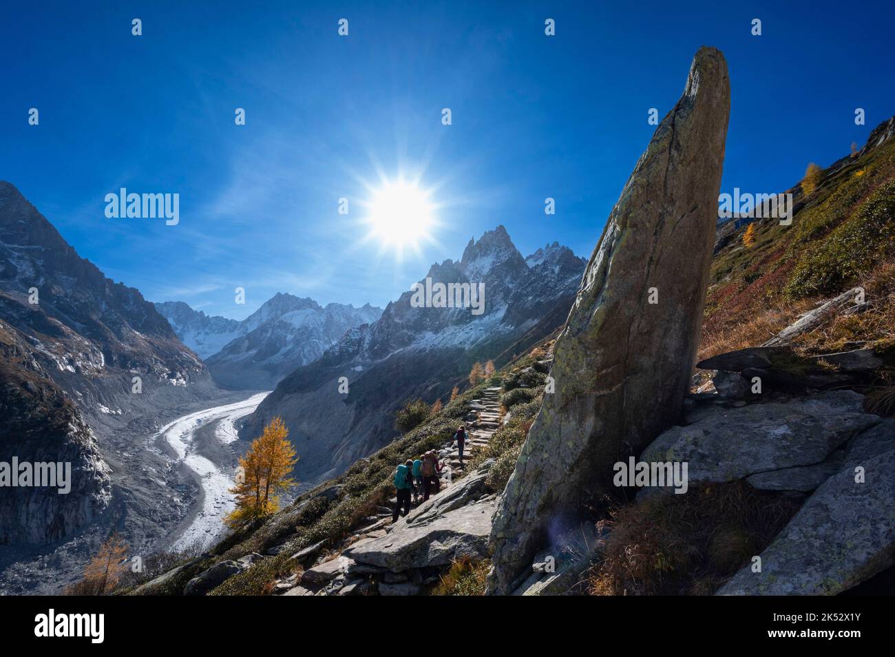 France, Haute Savoie, Mont Blanc massif, Chamonix, hike on the balcony ...