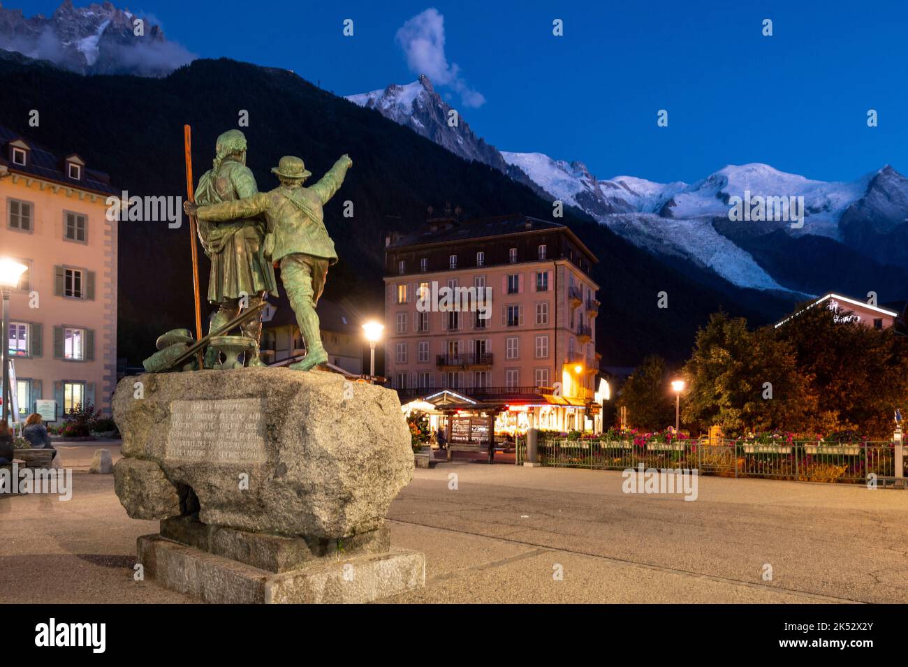 France, Haute Savoie, Mont Blanc massif, Chamonix town, place Balmat ...