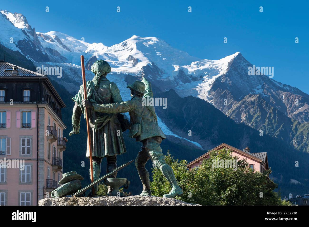 France, Haute Savoie, Mont Blanc massif, Chamonix town, place Balmat ...
