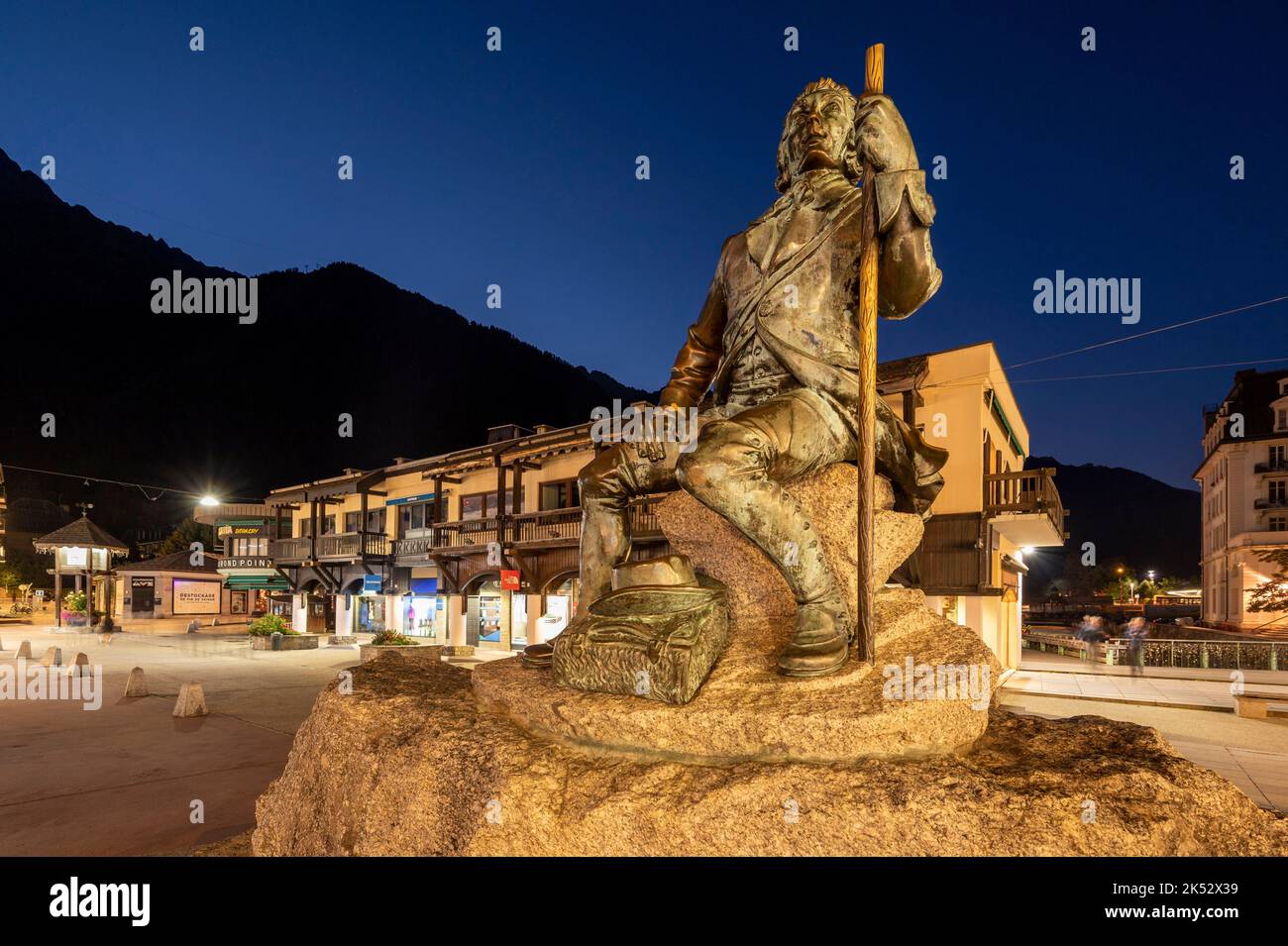 France, Haute Savoie, Mont Blanc massif, Chamonix town, the statue of ...