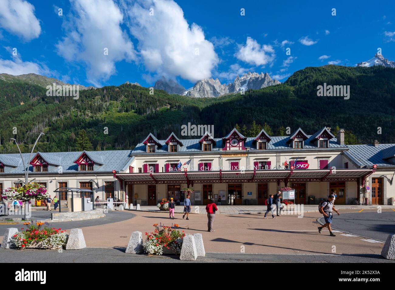 France, Haute Savoie, Mont Blanc massif, Chamonix town , the main ...