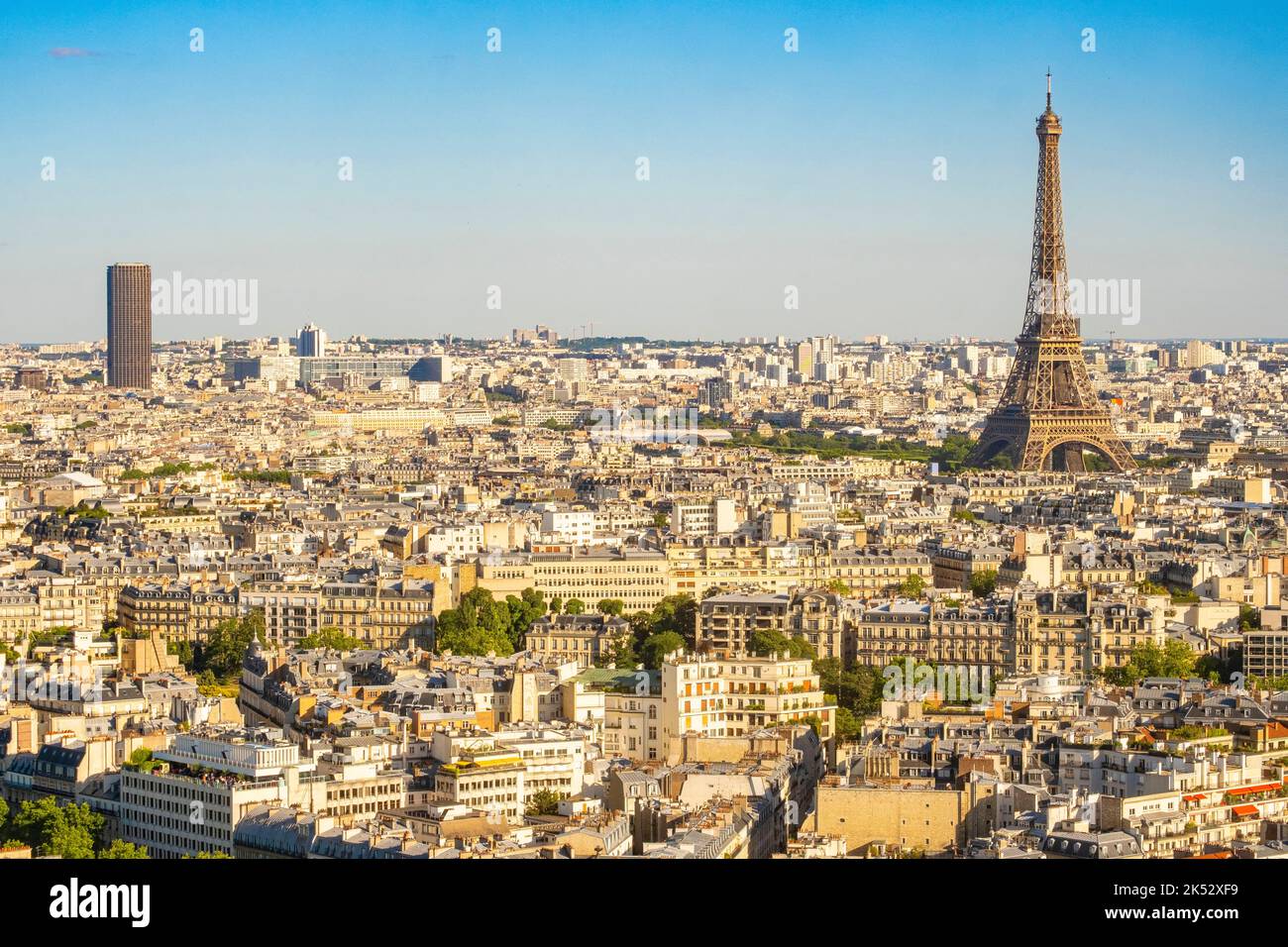 France, Paris, general view with the Eiffel Tower and the Montparnasse ...