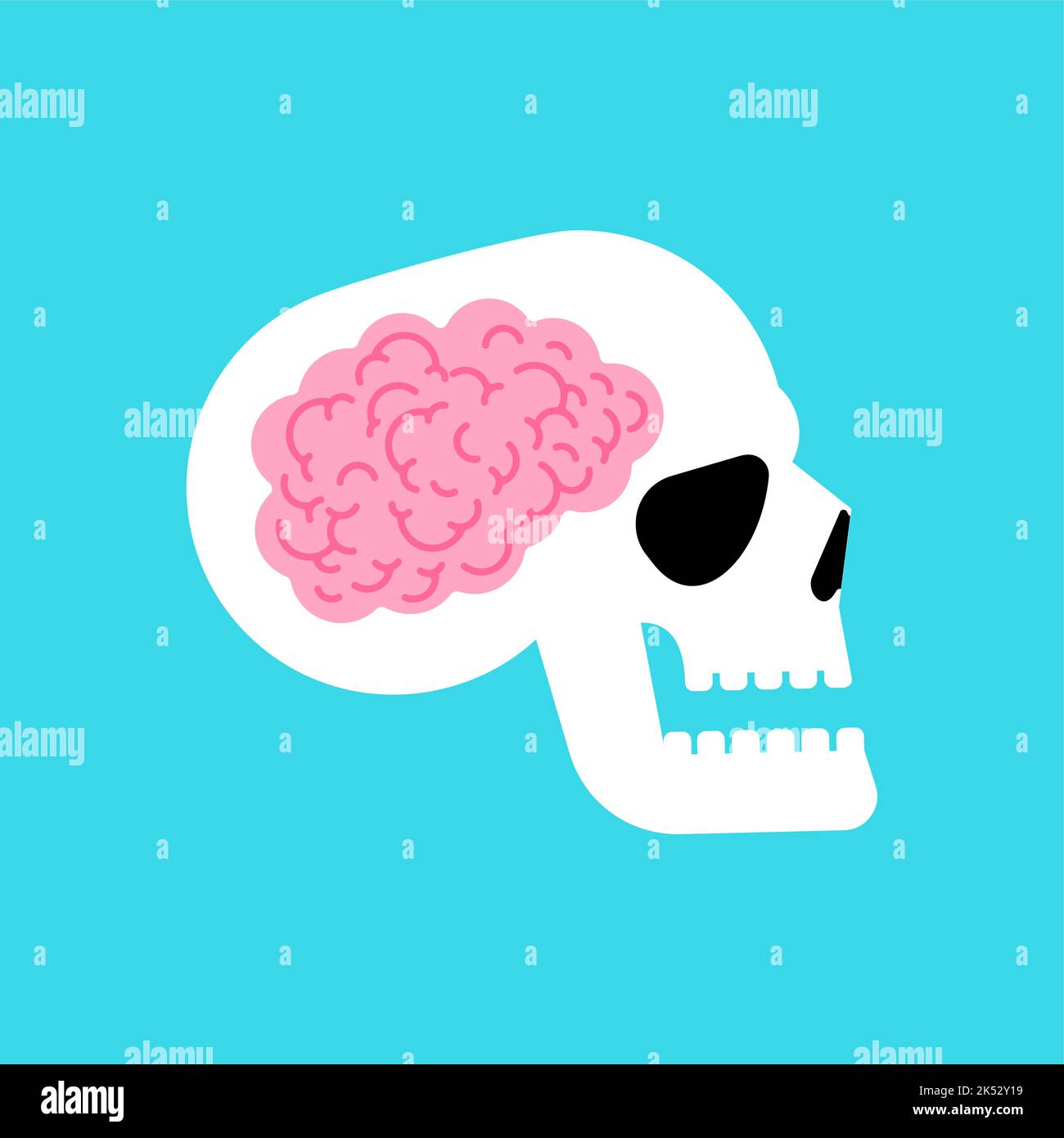 Brain inside skull Cartoon. Vector illustration Stock Vector Image ...