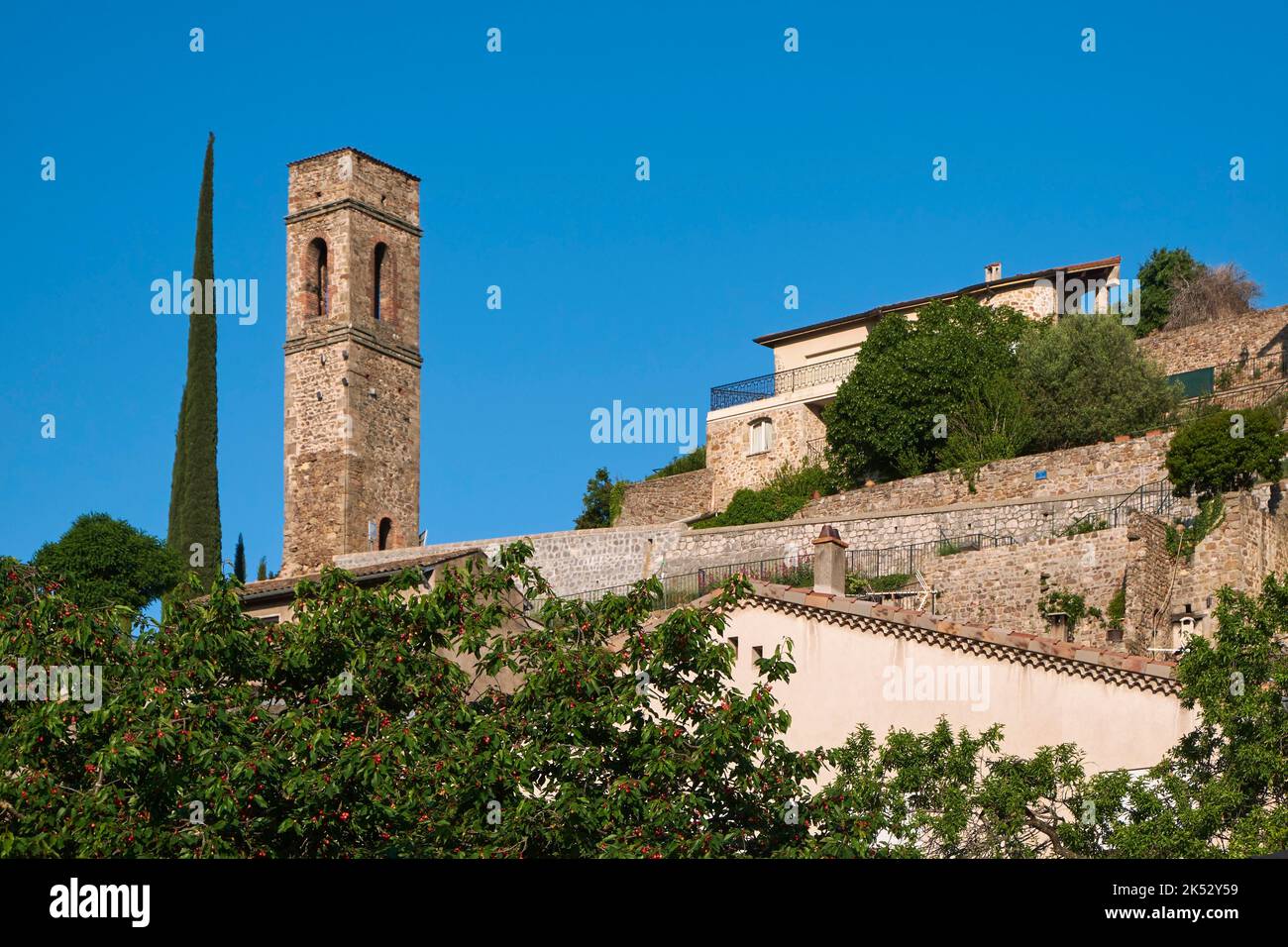 France, Ardeche, Rhone Valley, Charmes sur Rhone, the campanile ...