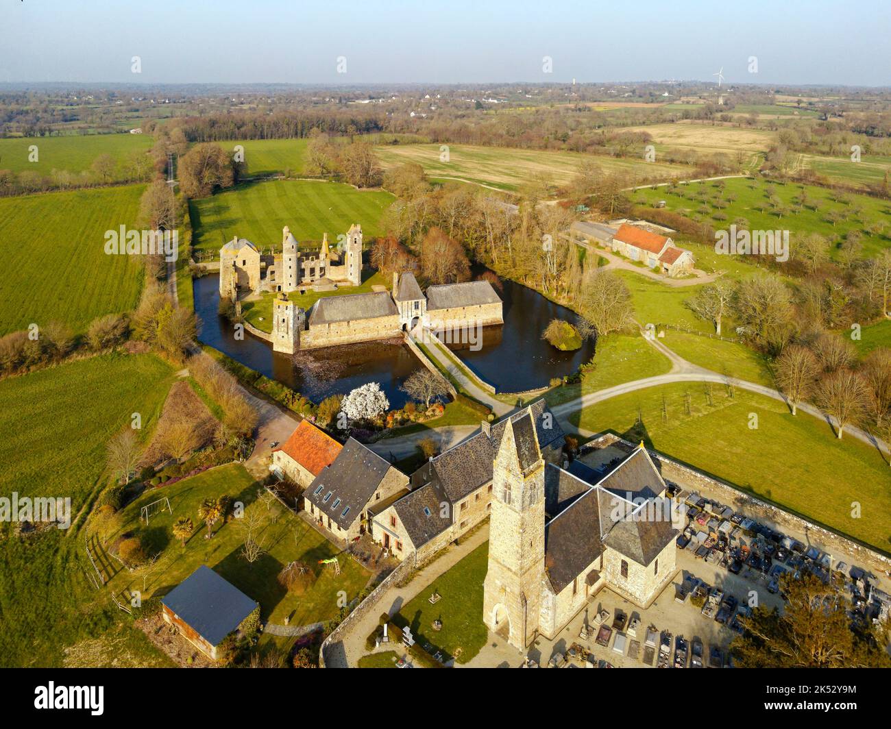 France, Manche, Cotentin Peninsula, Gratot, Gratot church and Gratot ...
