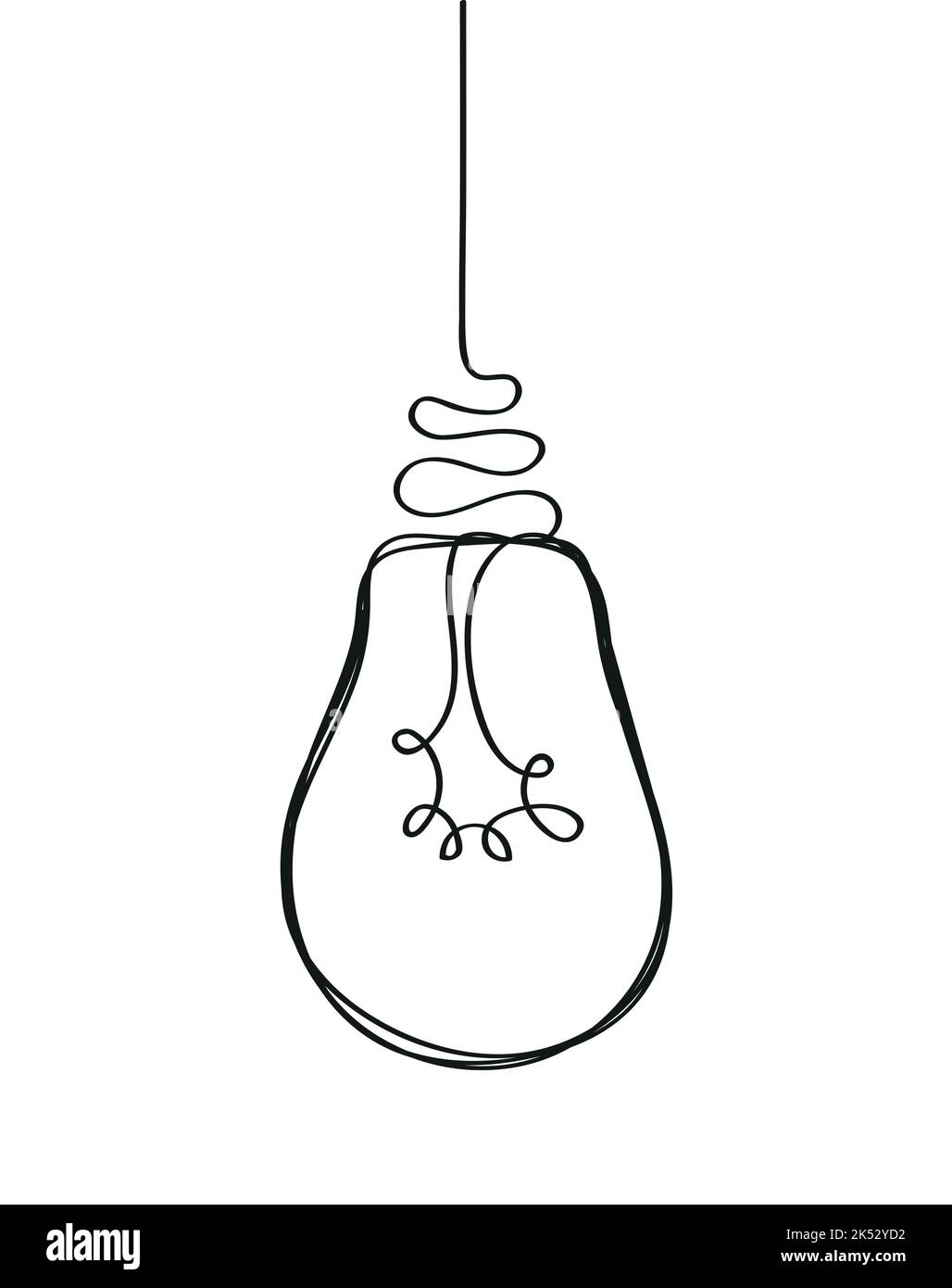 Light bulb vector in line, dodle style. Brainstorming vector concept ...