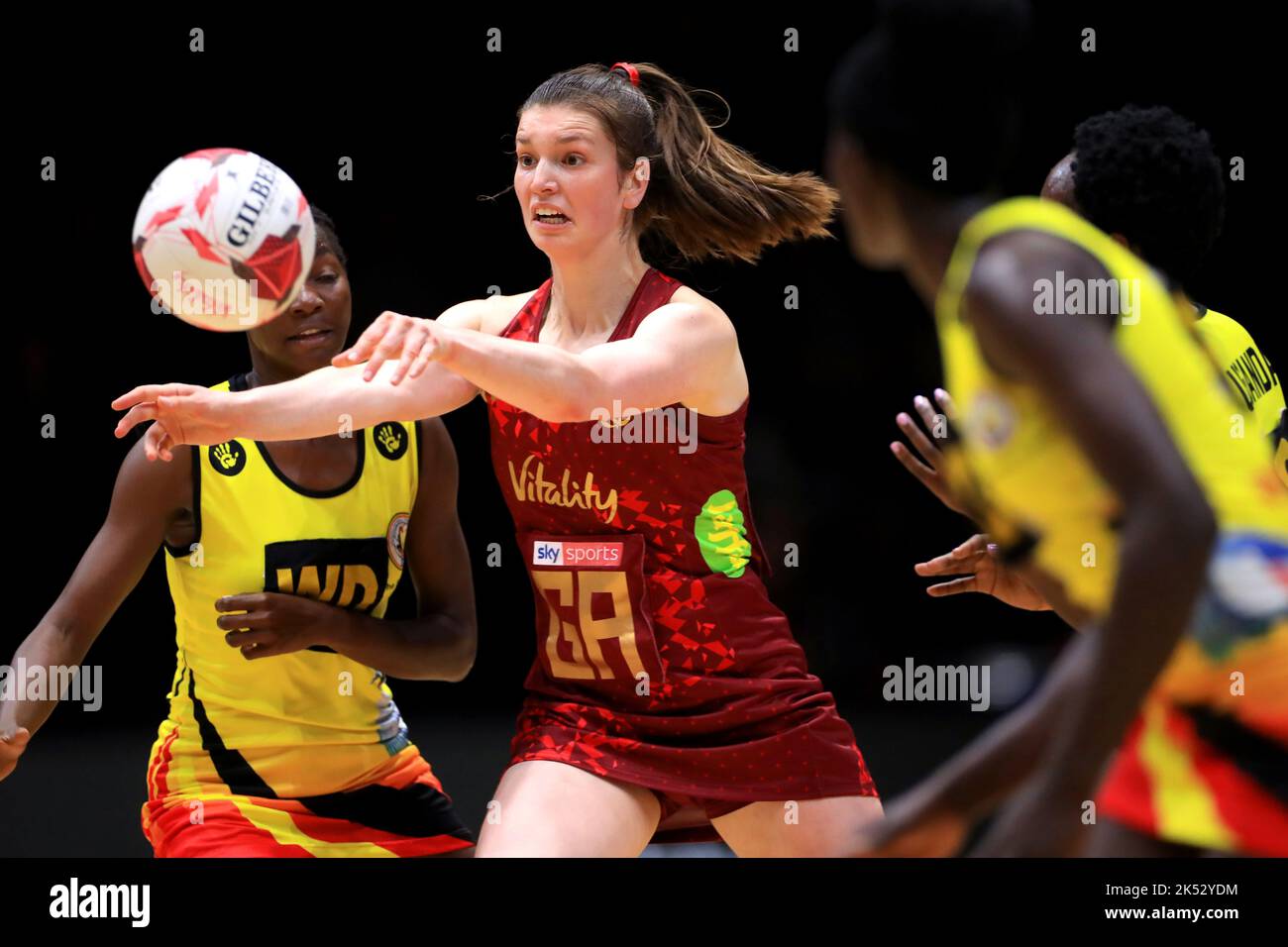 England Vitality Roses' Sophie Drakeford-Lewis (centre) in action ...