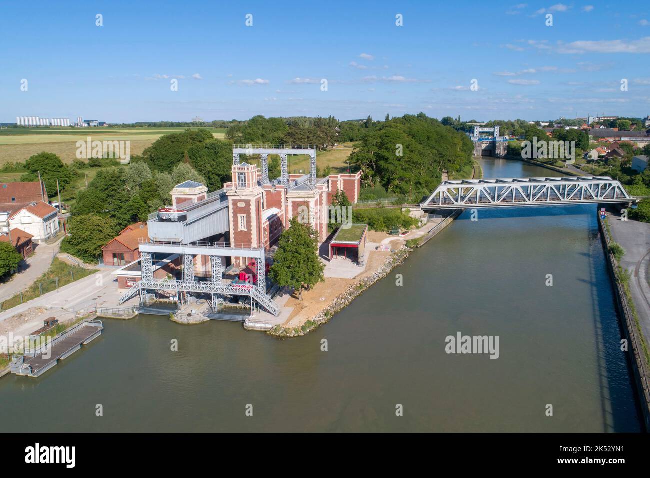 France, Pas de Calais, Arques, fontinettes boat lift (aerial view Stock ...